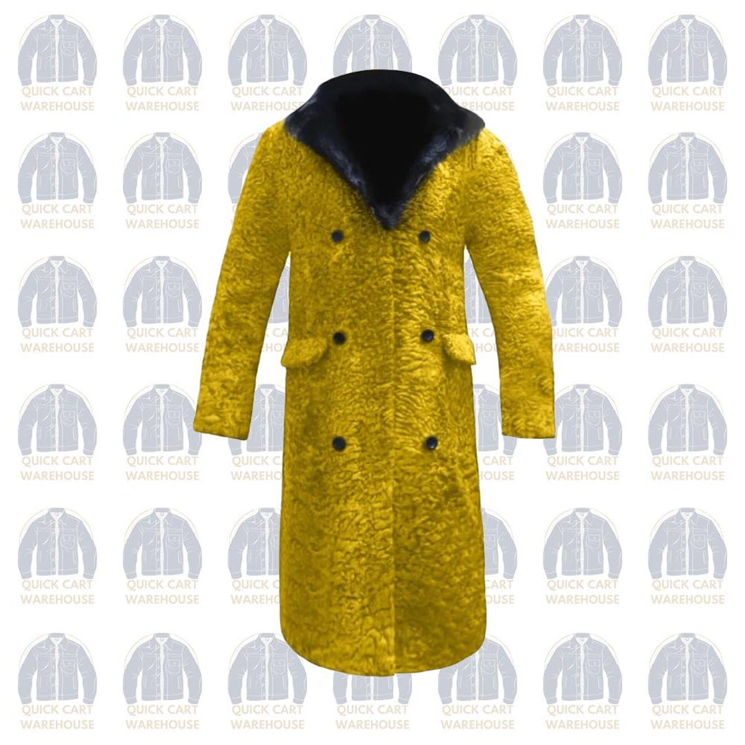 Men’s Yellow Fur Overcoat – Genuine Persian Lamb Fur Long Coat ...
