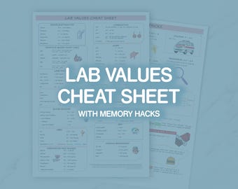 Lab Values Cheat Sheet - Etsy