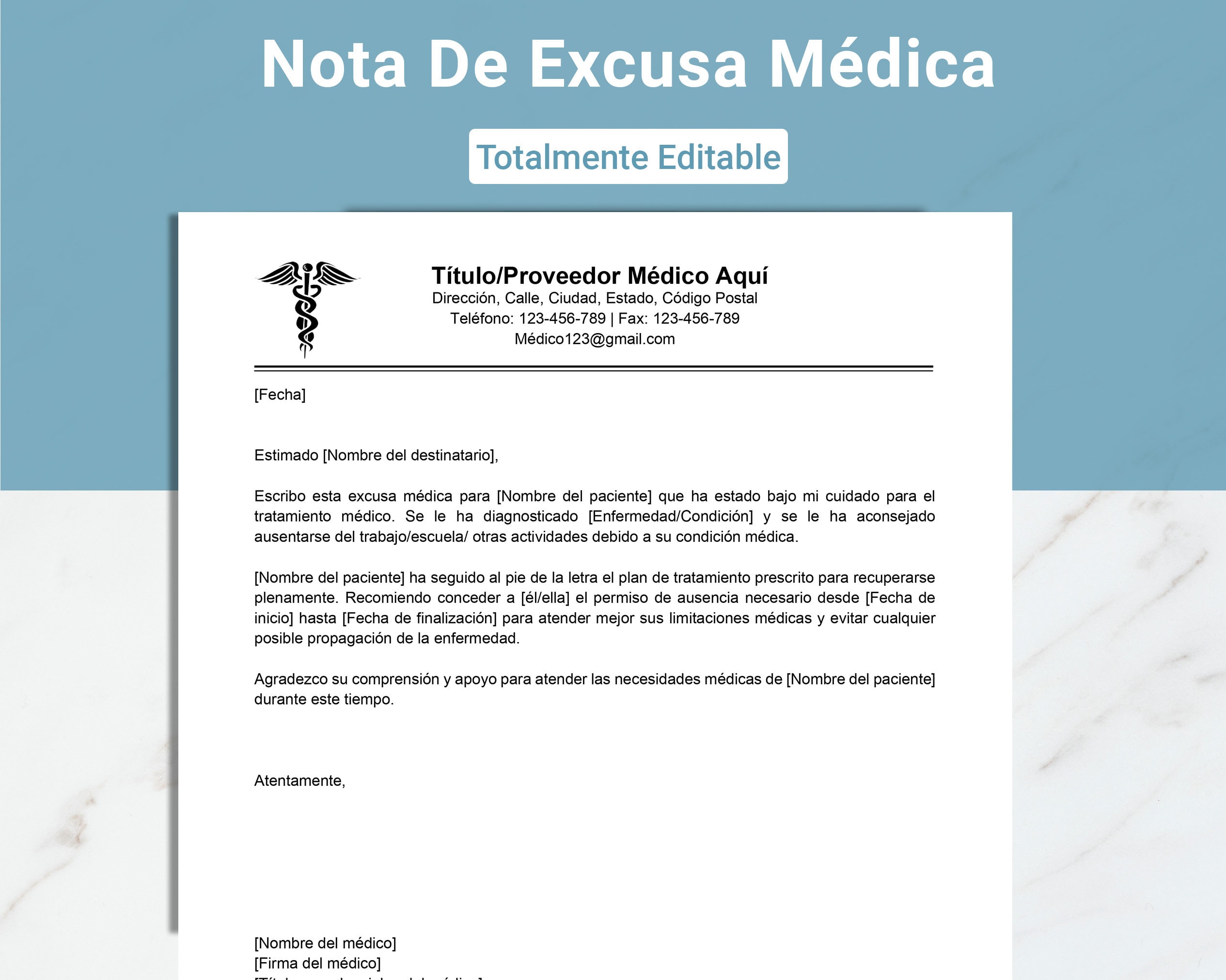 Nota De Excusa Medica, Nota Medica Para La Escuela, Hospital Excuse Note for Work in Spanish, Dr ...