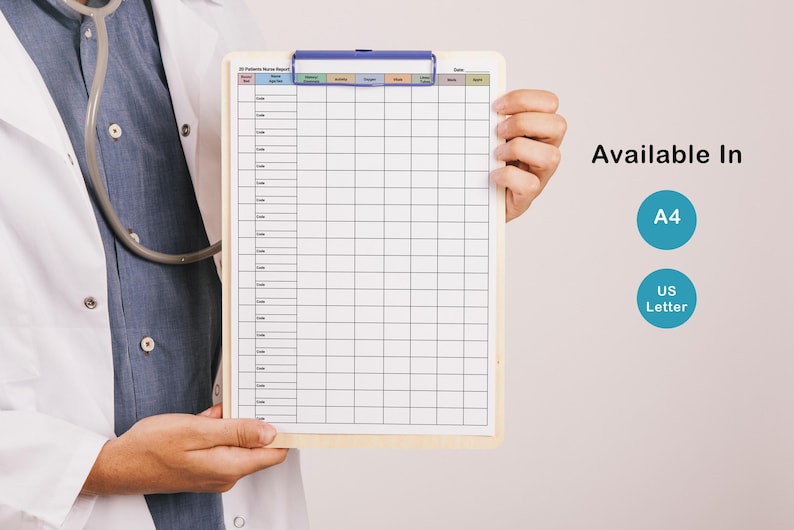 Editable Nurse Report Sheet: 20 Patient Organizer (canva & PDF) - Etsy