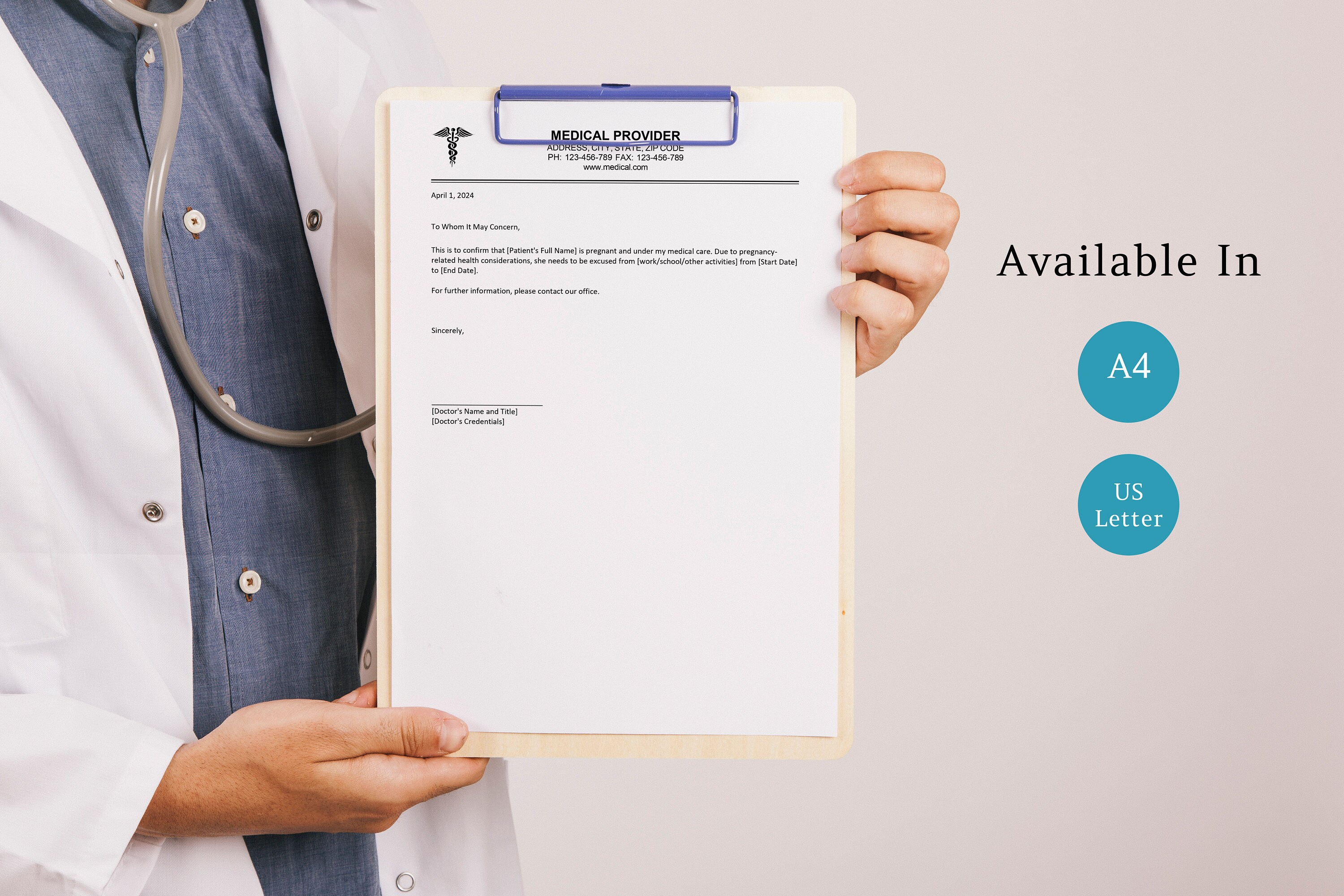 Editable Doctors Note for Pregnancy, OBGYN Work Excuse Template, School ...