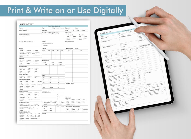 Editable Cardiac Nurse Report Sheet Telemetry Nurse Brain Report Sheet ...