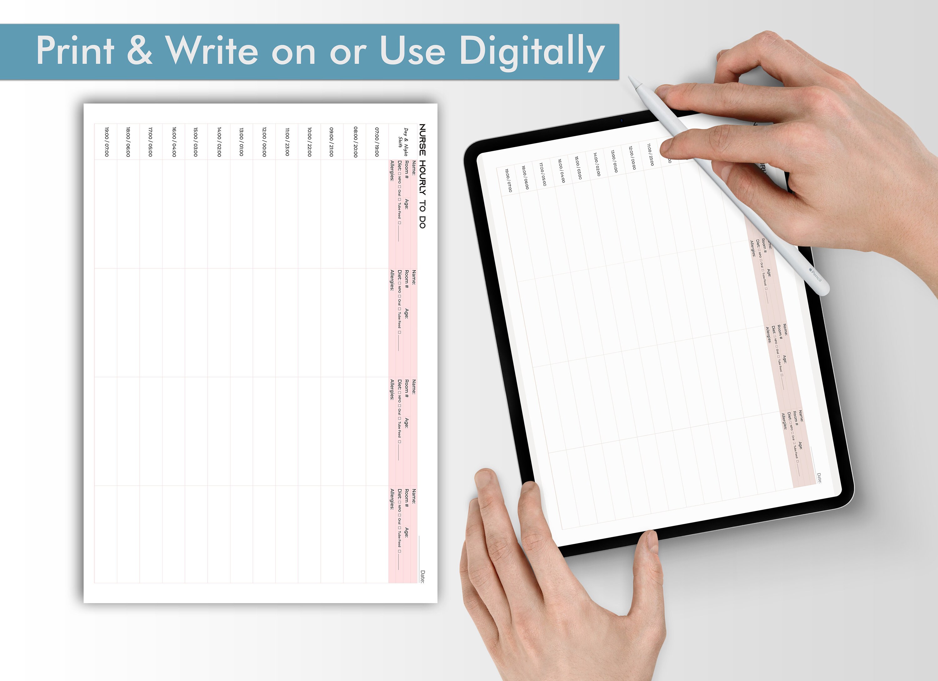 Editable Hourly Nurse Shift Planner, 4 Patient Report Sheet to Do Nurse ...