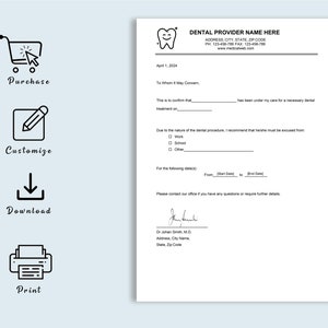 Editable Dentist Excuse Note Dr Excuse Template Doctor's Note for Work ...