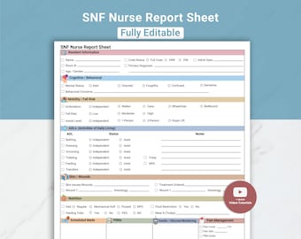 Long Term Care Report Sheet Nurse Report Sheet LTC Report Sheet Skilled ...