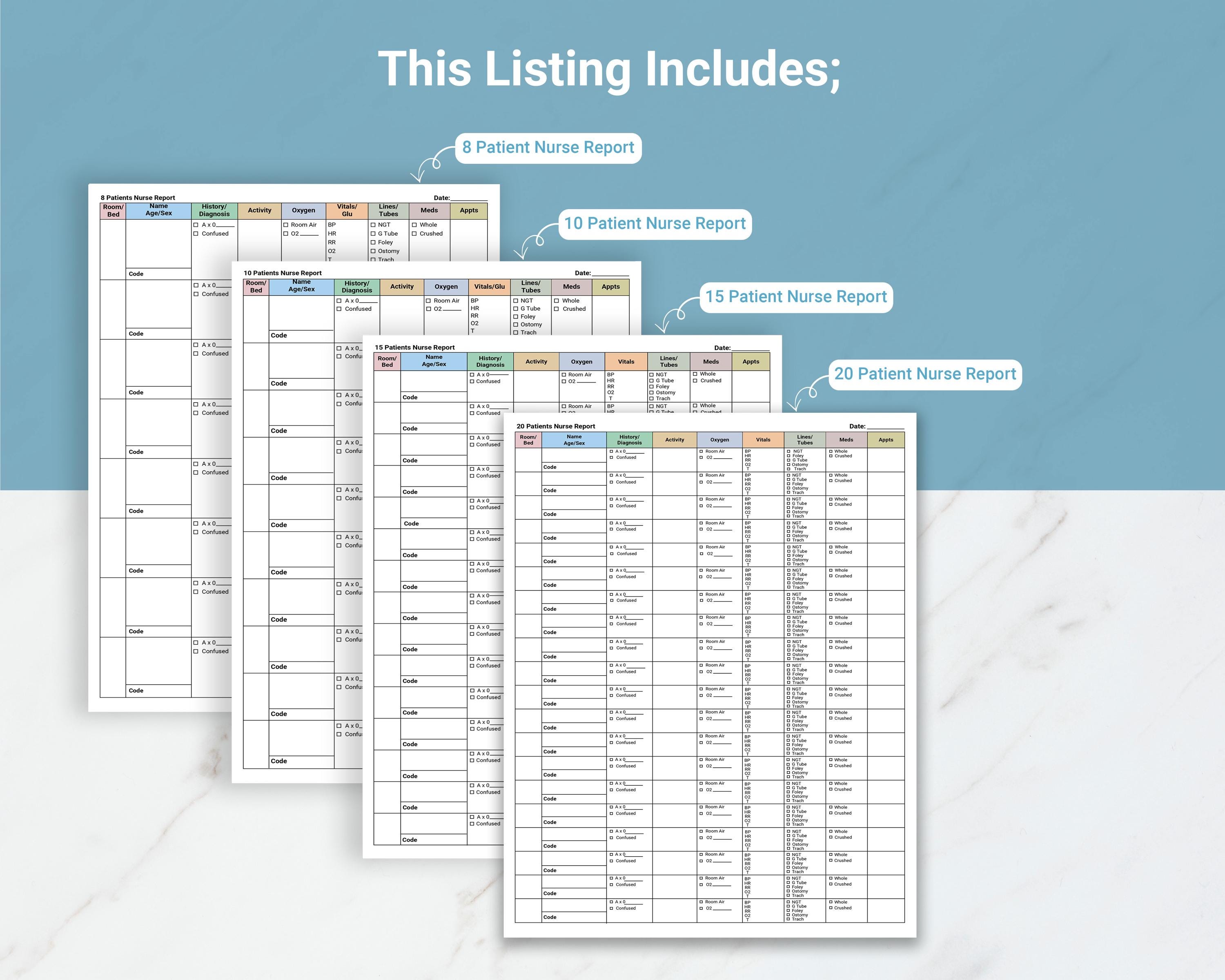 Editable Nurse Long Term Care Shift Organizer | LTC Nurse Report Sheet ...