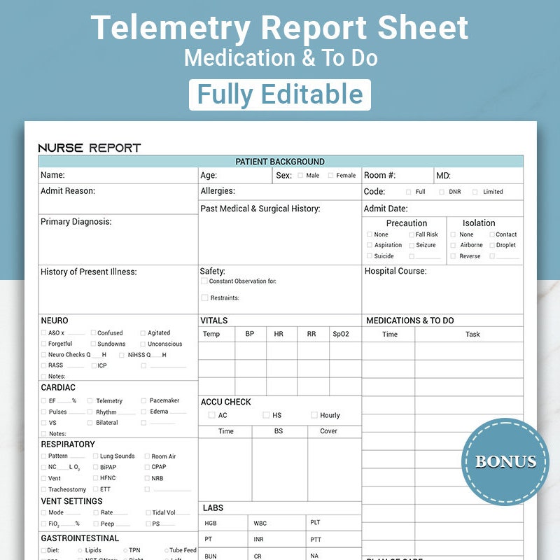 Medsurg and Telemetry Brain Sheet - Etsy