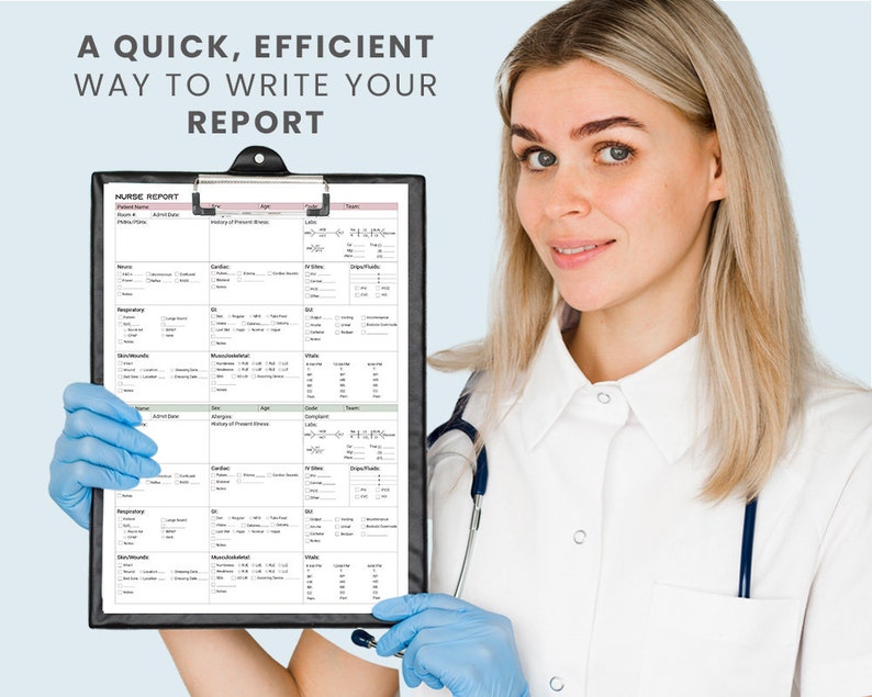 Editable ICU Nurse Report Sheet, 2 Patient Med Surg Report Sheet ...