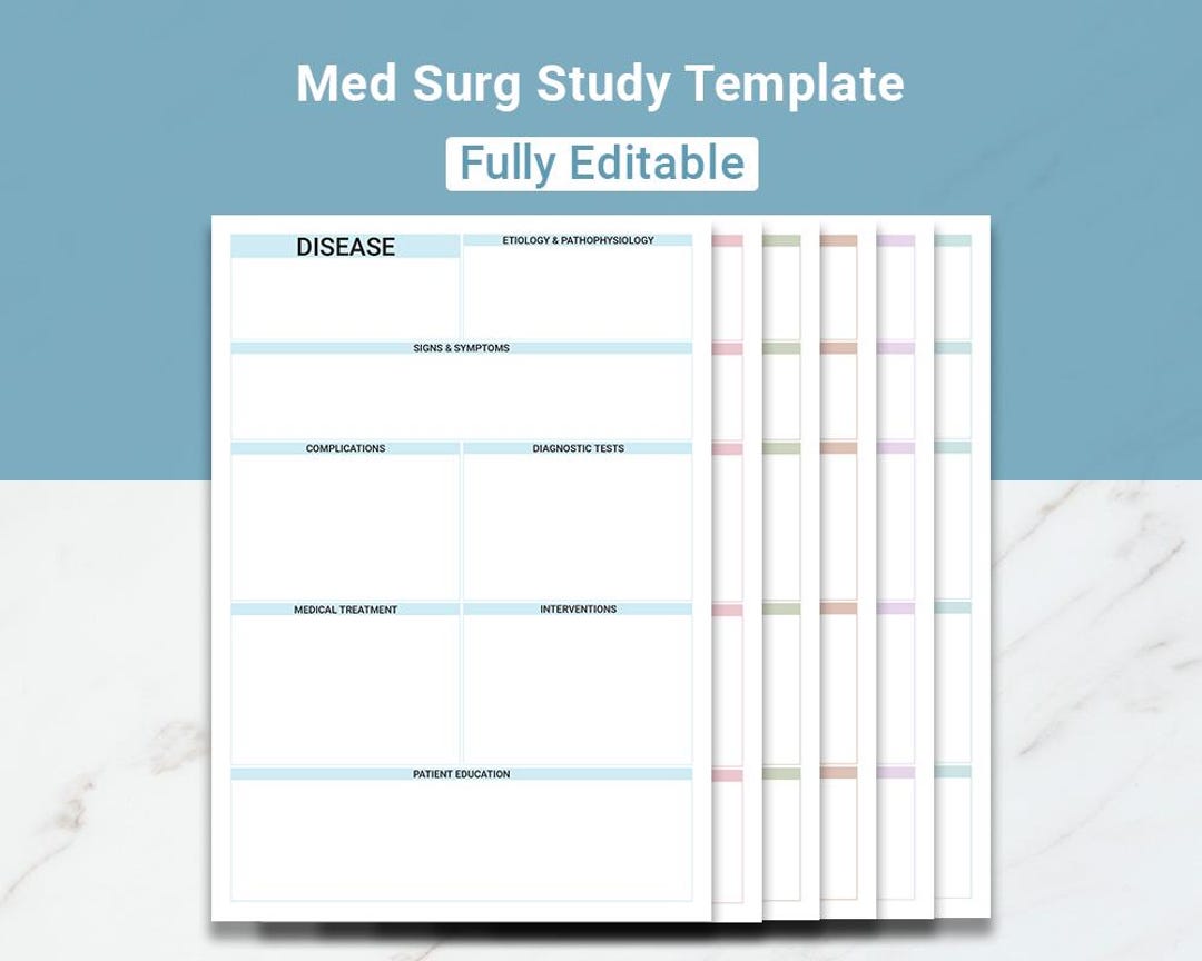 Editable Med Surg Disease Template Pathophysiology Concept Map Nursing ...