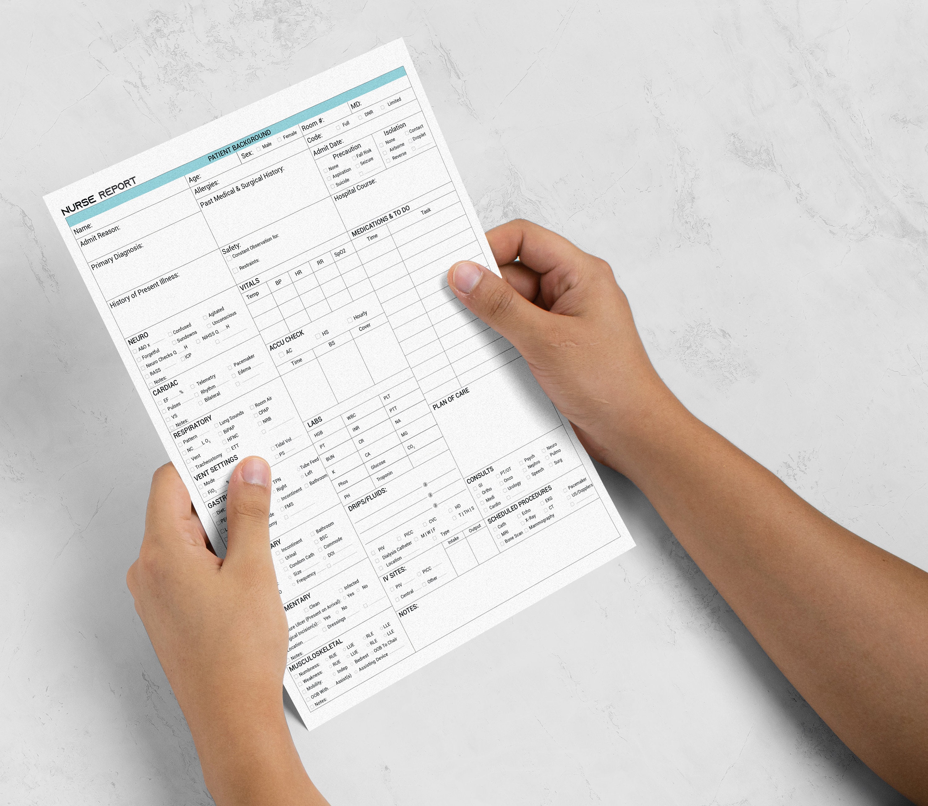 Editable Cardiac Nurse Report Sheet Telemetry Nurse Brain Report Sheet ...