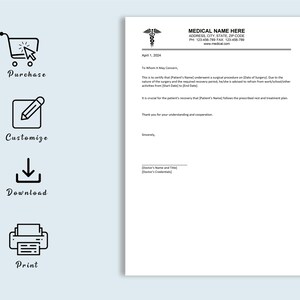 Editable Surgery Excuse Note, Dr Excuse Template, Doctors Note for Work ...
