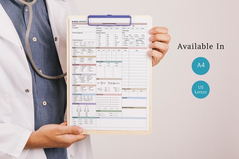 Editable Telemetry Nurse Report Sheet Med Surg Nursing Brain Sheet ...