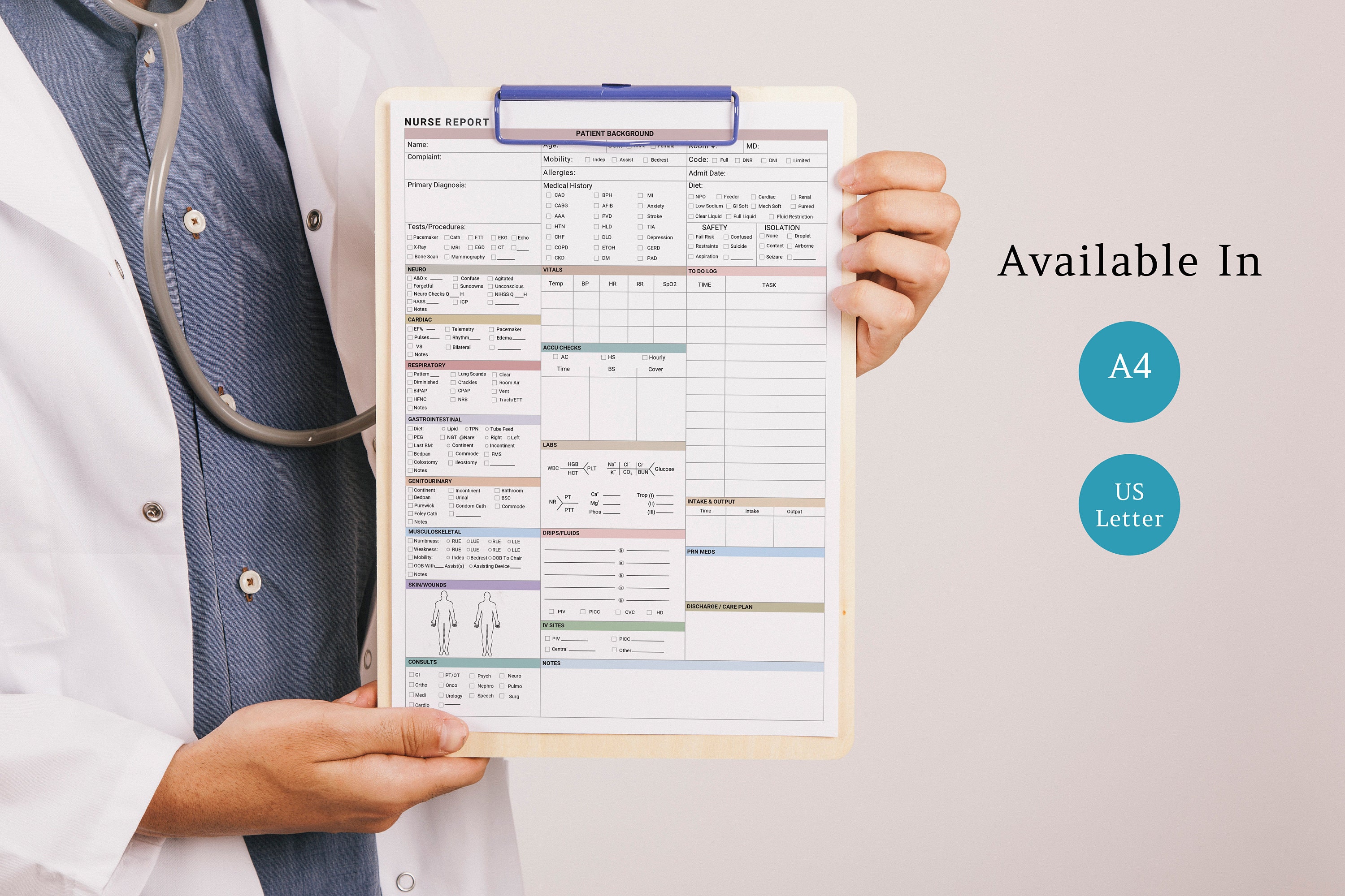 Editable Telemetry Nurse Report Sheet Med Surg Nursing Brain Sheet ...
