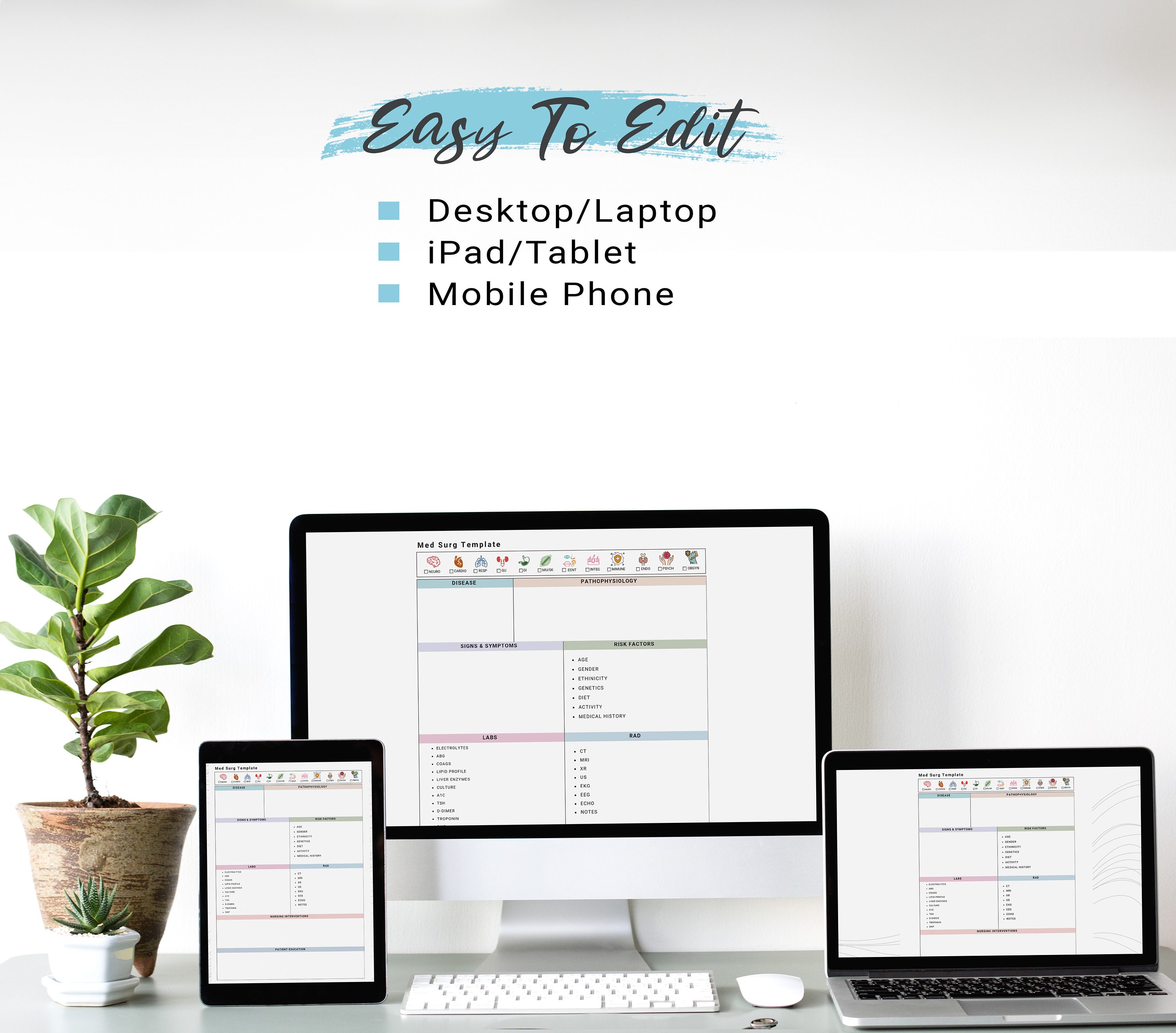 Editable Med Surg Disease Template Nursing Disease Process ...