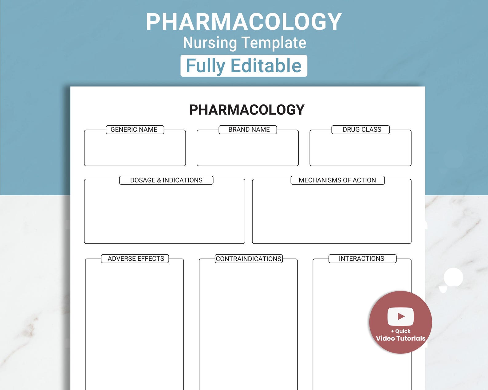 Editable Nursing Pharmacology Template | Pharmacology Study Template ...