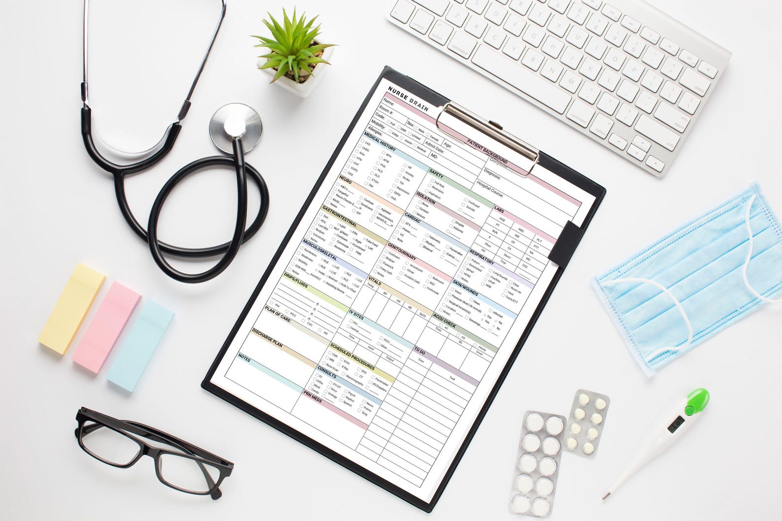 Editable Telemetry Nurse Brain Report Sheet Med Surg Nursing Report ICU ...