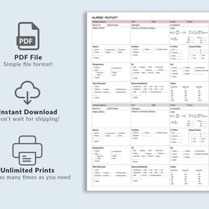 Editable ICU Nurse Report Sheet, 2 Patient Med Surg Report Sheet ...