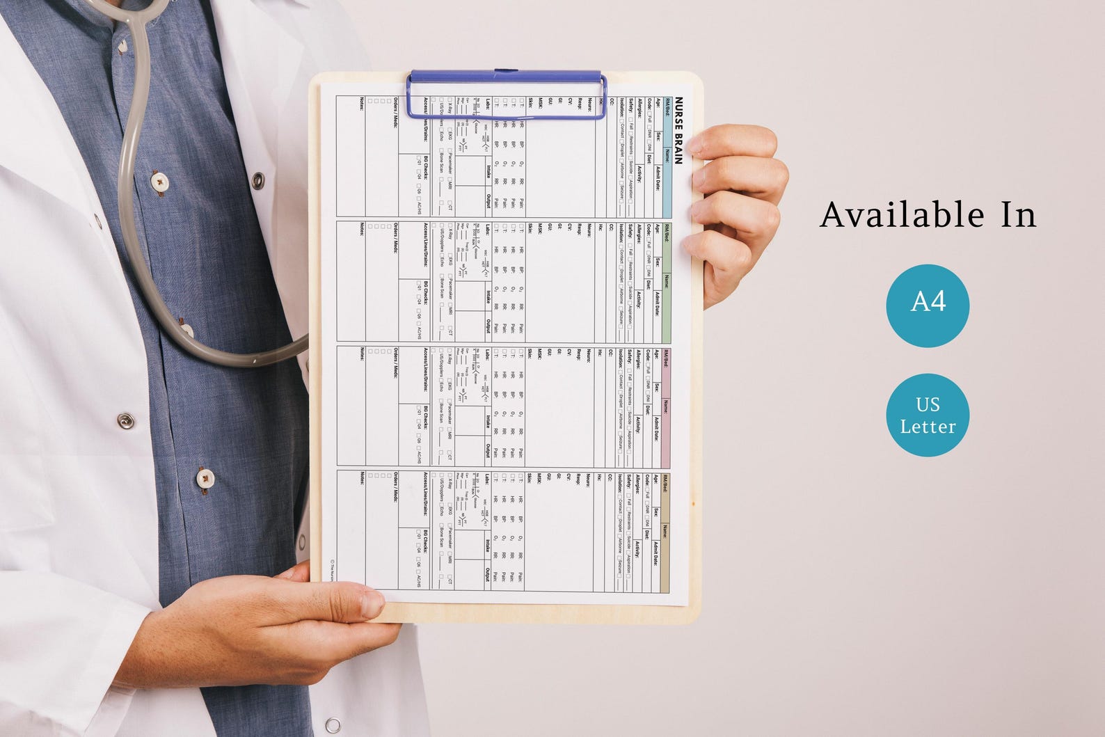 Editable Med Surg Nursing Brain Sheet 4 Patients Nurse ER Report Sheet ...