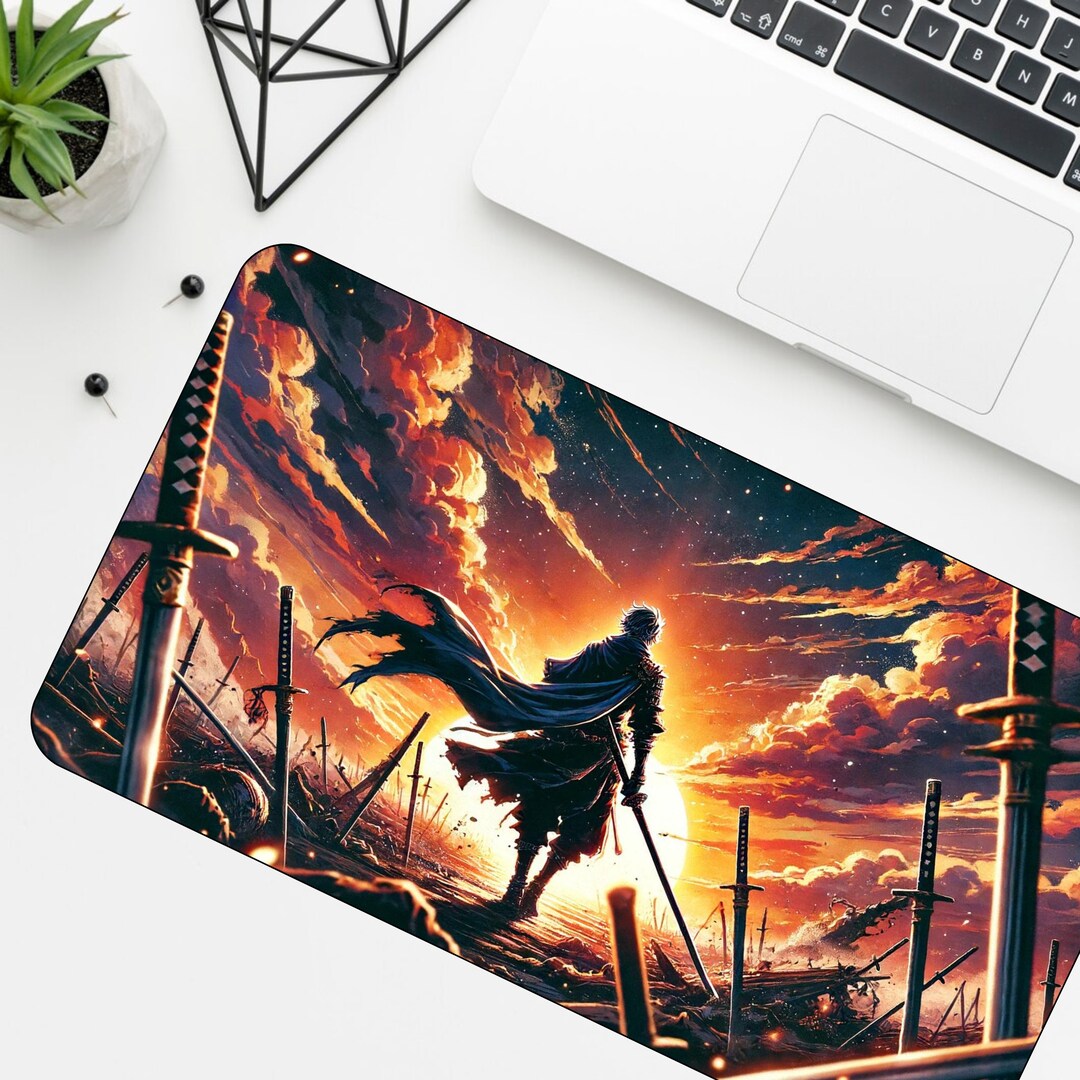Anime Hero Desk Mat Anime Boy Fighting in the Battle Desk Mat Aesthetic ...