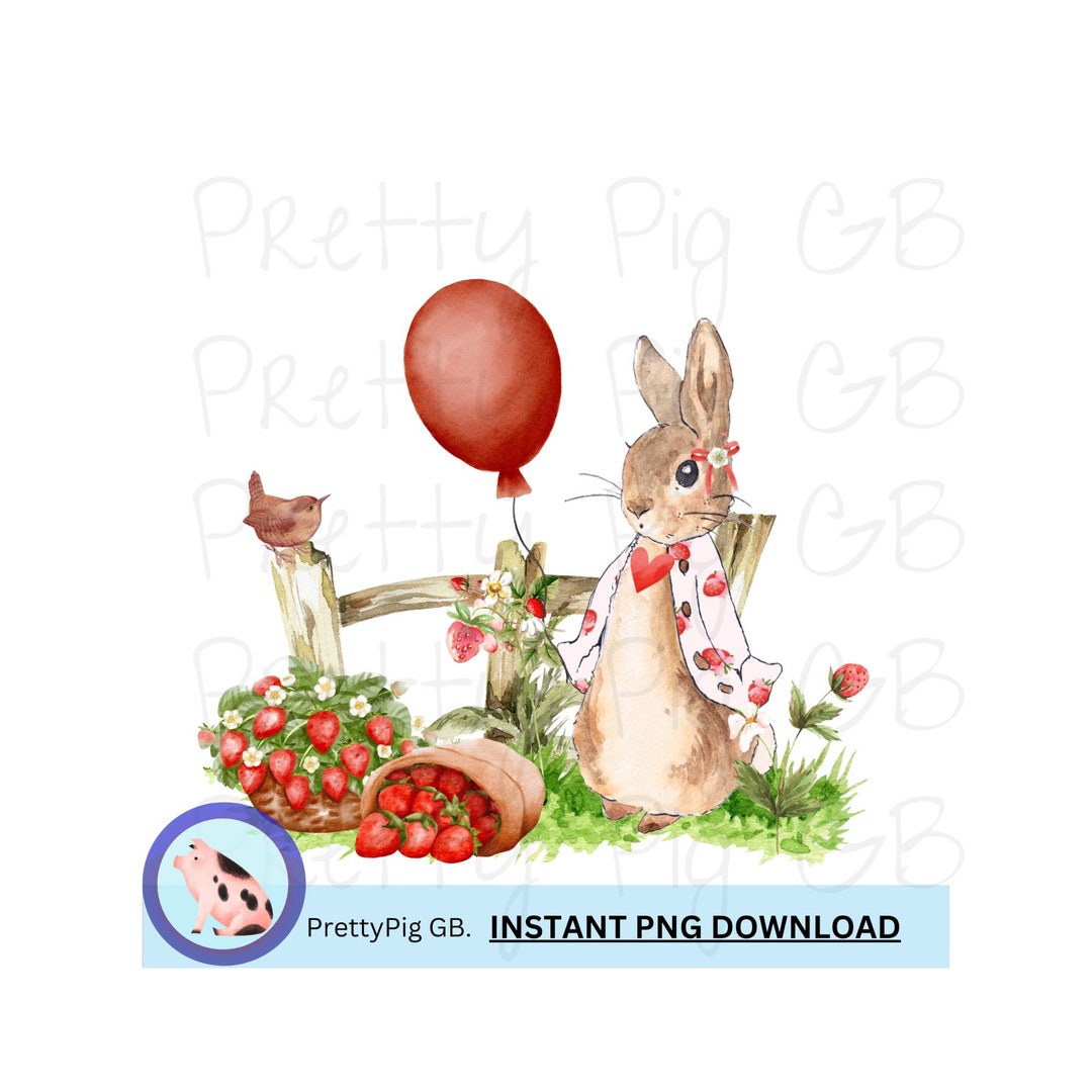 Strawberry Picking Peter Rabbit. PNG, Clip Art, Digital Down Load - Etsy
