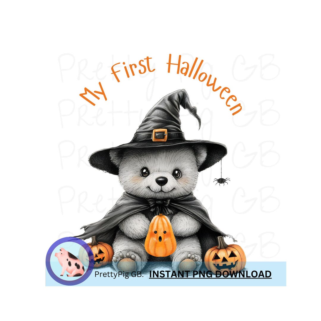 Halloween Teddy Bear Witch, PNG, Clip Art, Digital Download, 300 Dpi ...