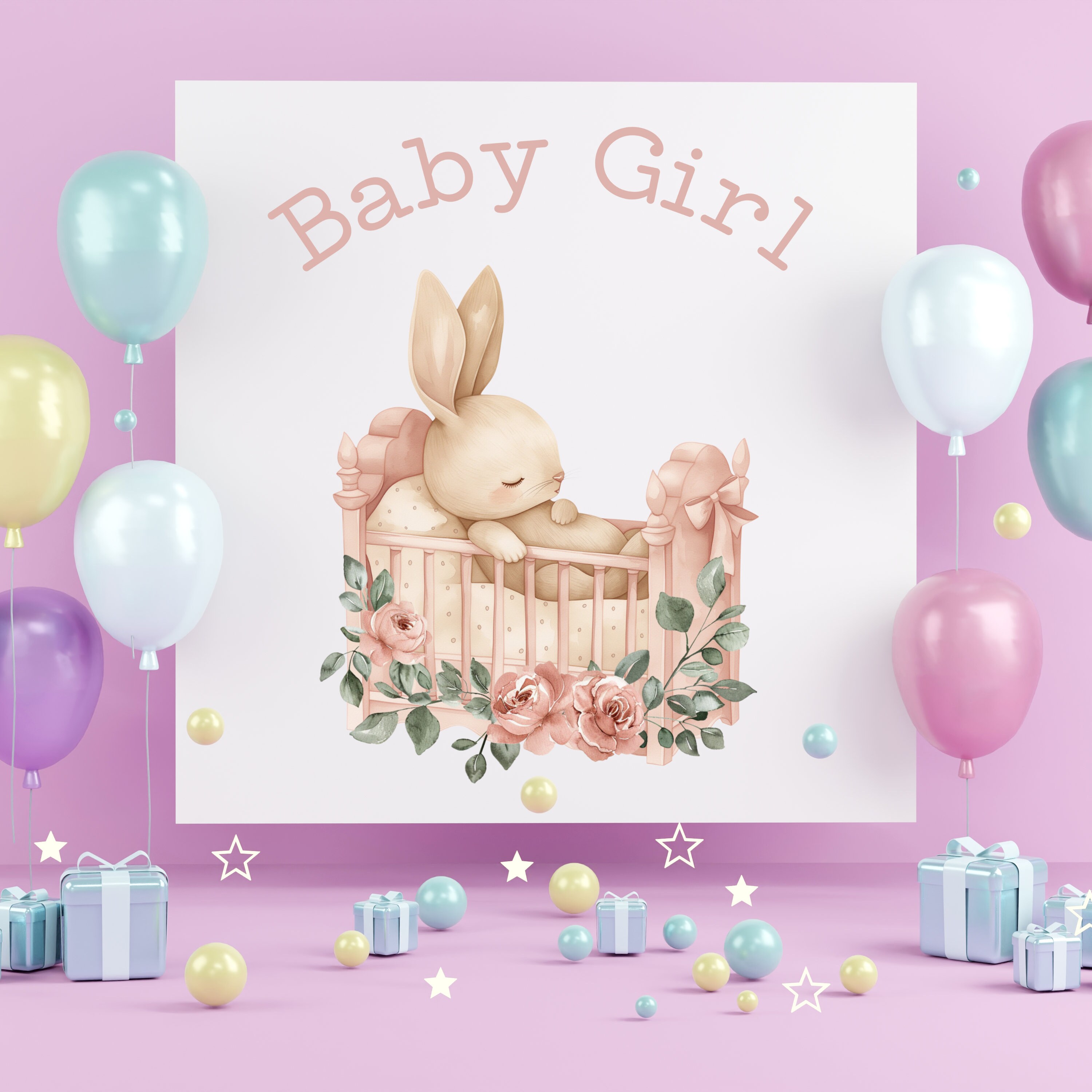 Baby Girl Rabbit, PNG, Clip Art, Digital Download, 300 Dpi, Commercial ...