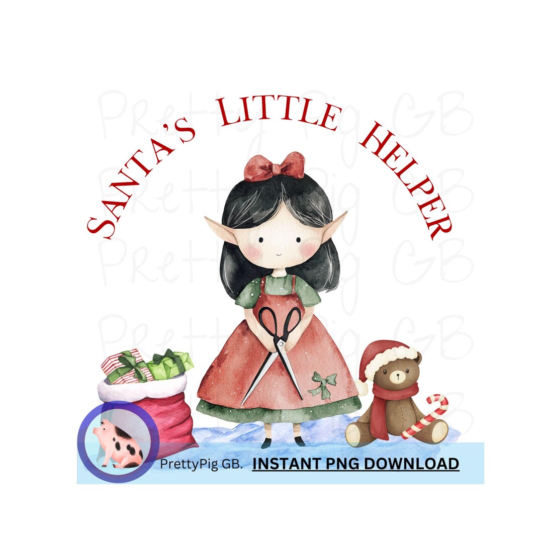 Santas Little Helper Elf, PNG, Clip Art, Digital Download, 300 Dpi ...