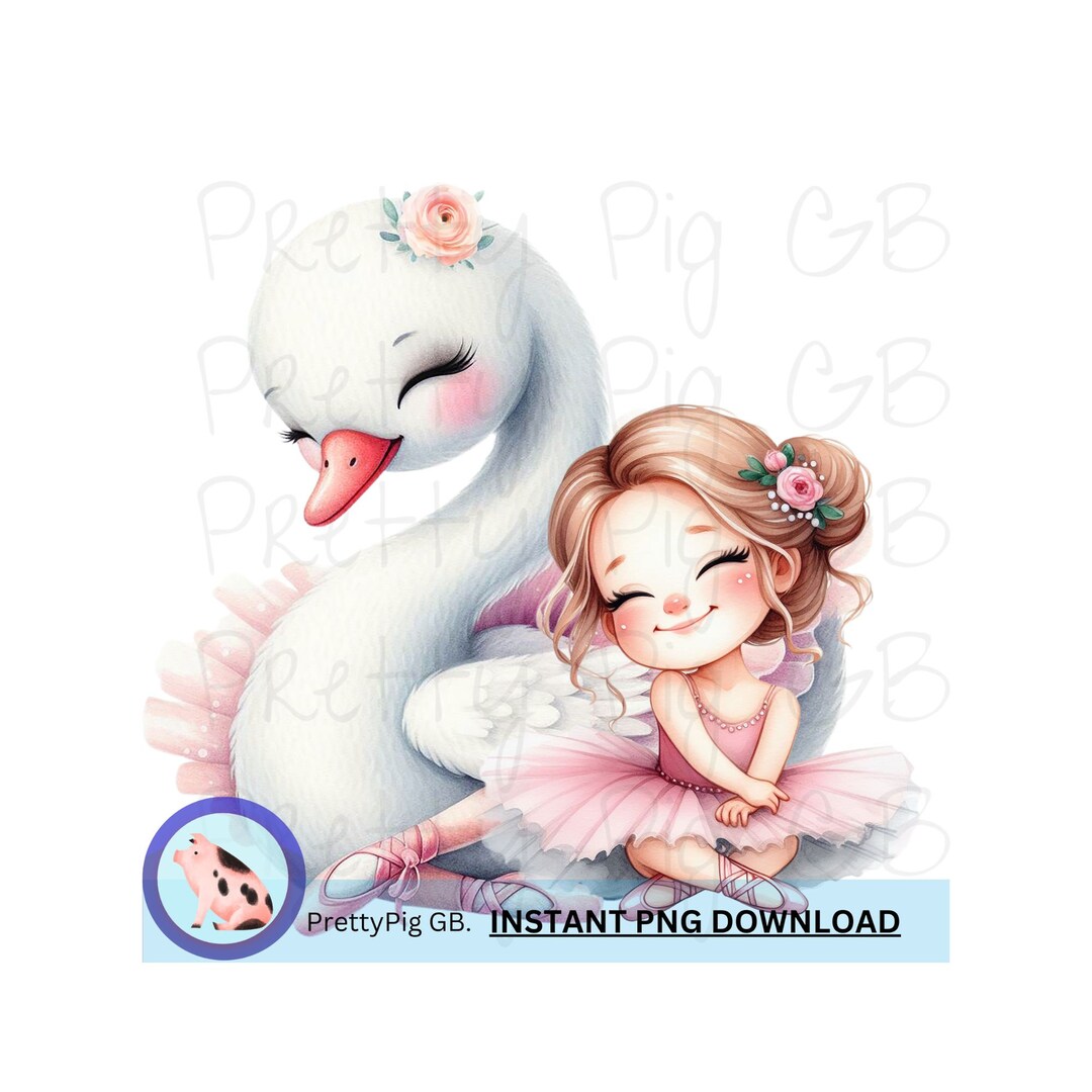 Swan and Ballerina Cuddles, PNG, Clip Art, Digital Download, 300 Dpi ...