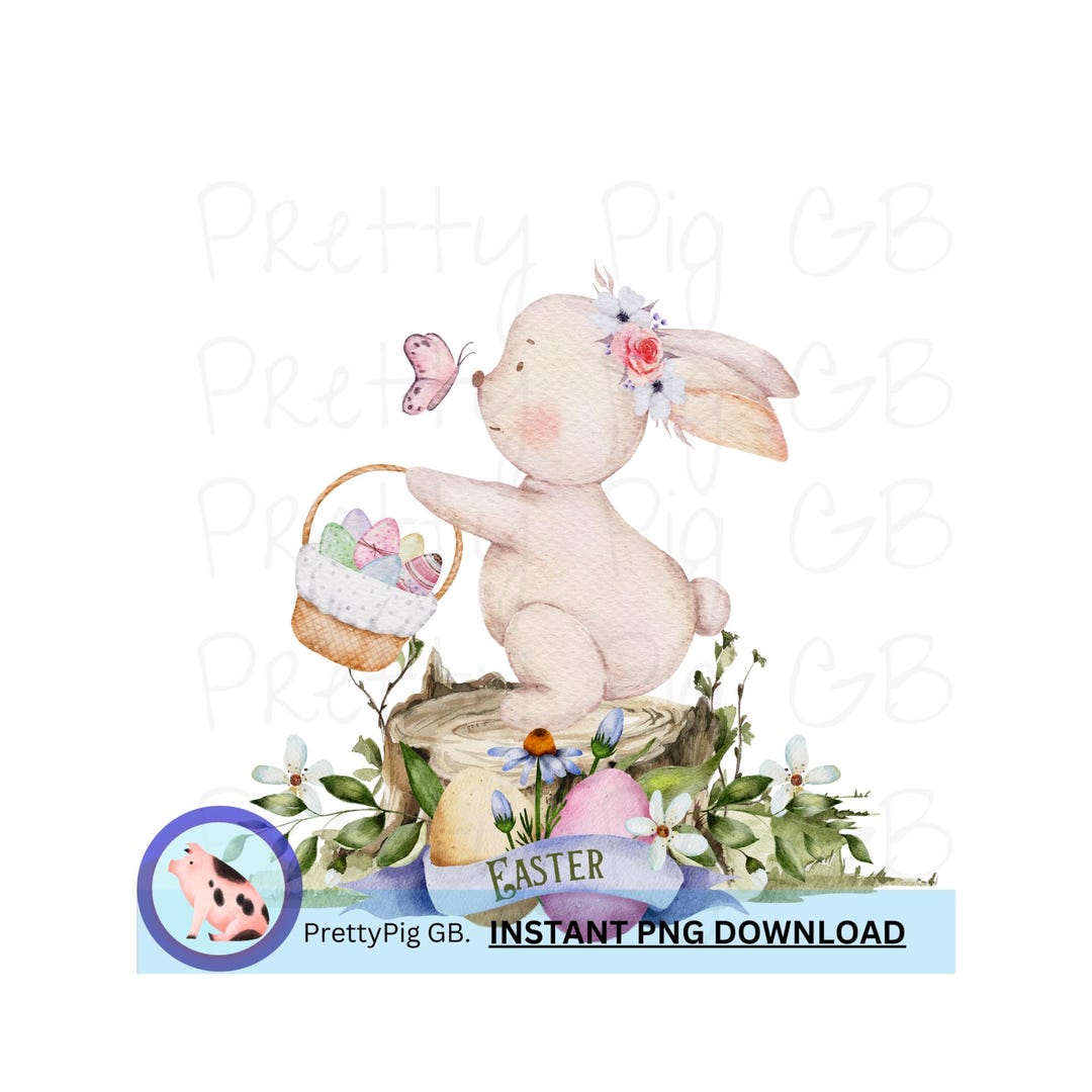 Easter Bunny and Butterfly, PNG, Clip Art, Digital Download, 300 DPI - Etsy