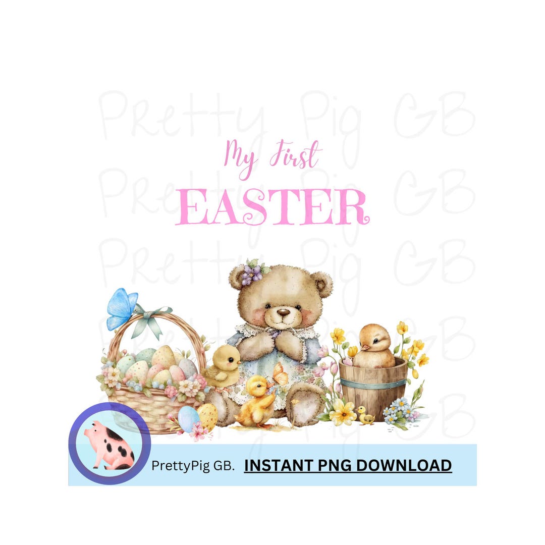 My First Easter Little Bear, PNG, Clip Art, Digital Download, 300 DPI ...