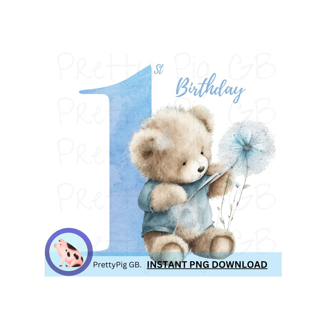 Fluffy Bears First Birthday, PNG, Clip Art, Digital Download, 300 Dpi ...