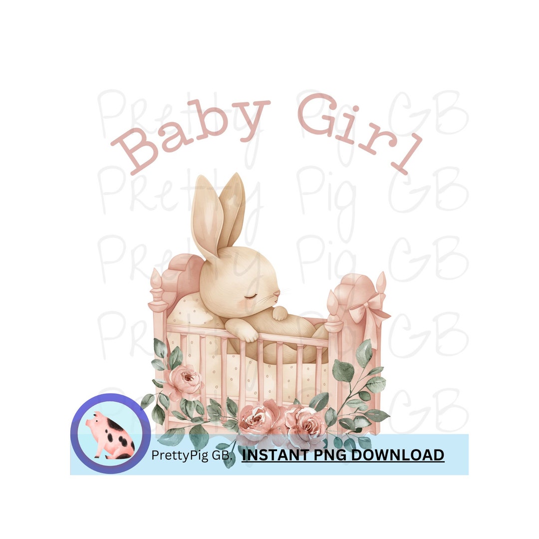 Baby Girl Rabbit, PNG, Clip Art, Digital Download, 300 Dpi, Commercial ...