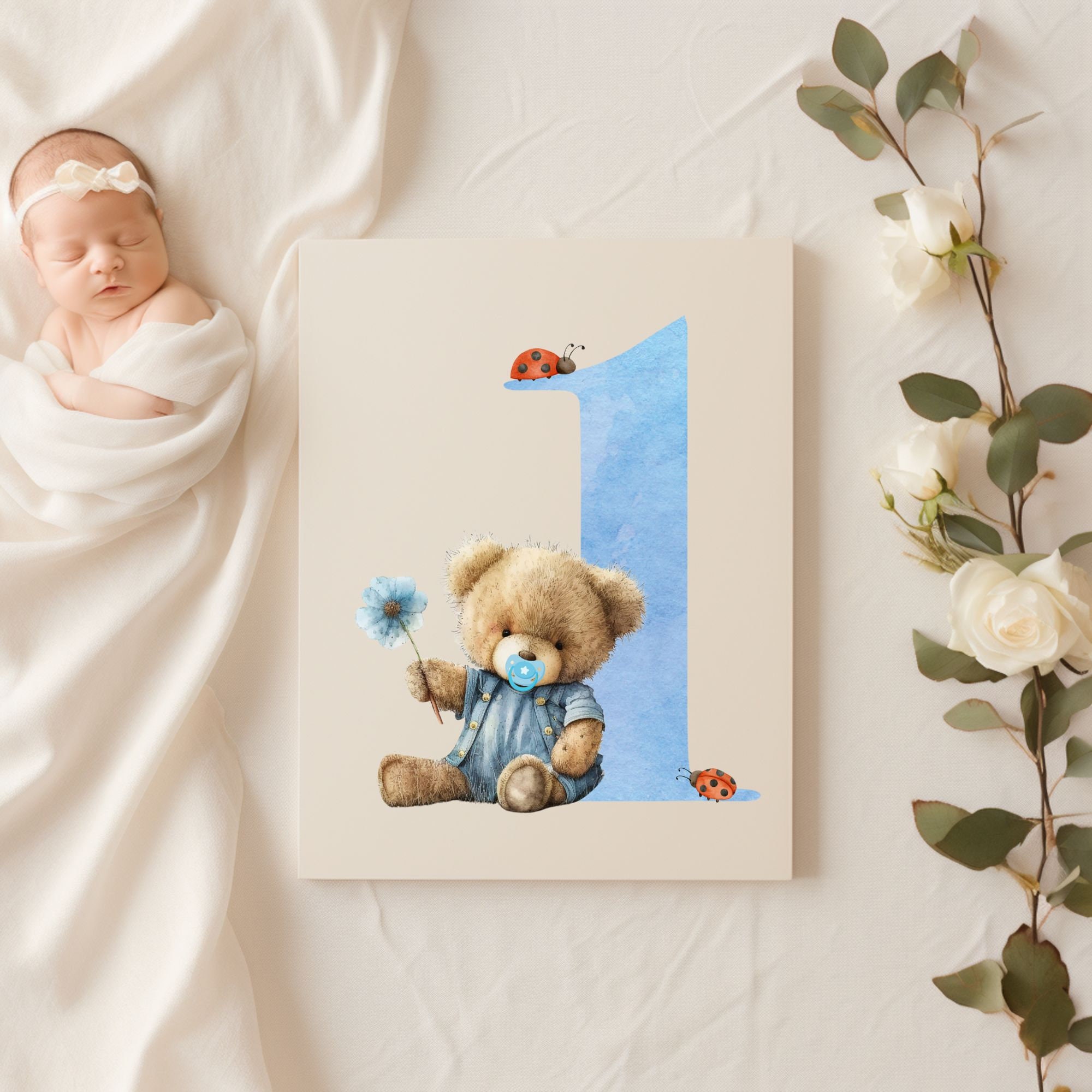 Teddy Bears First Birthday, PNG, Digital Down Load, Clip Art, 300 DPI ...