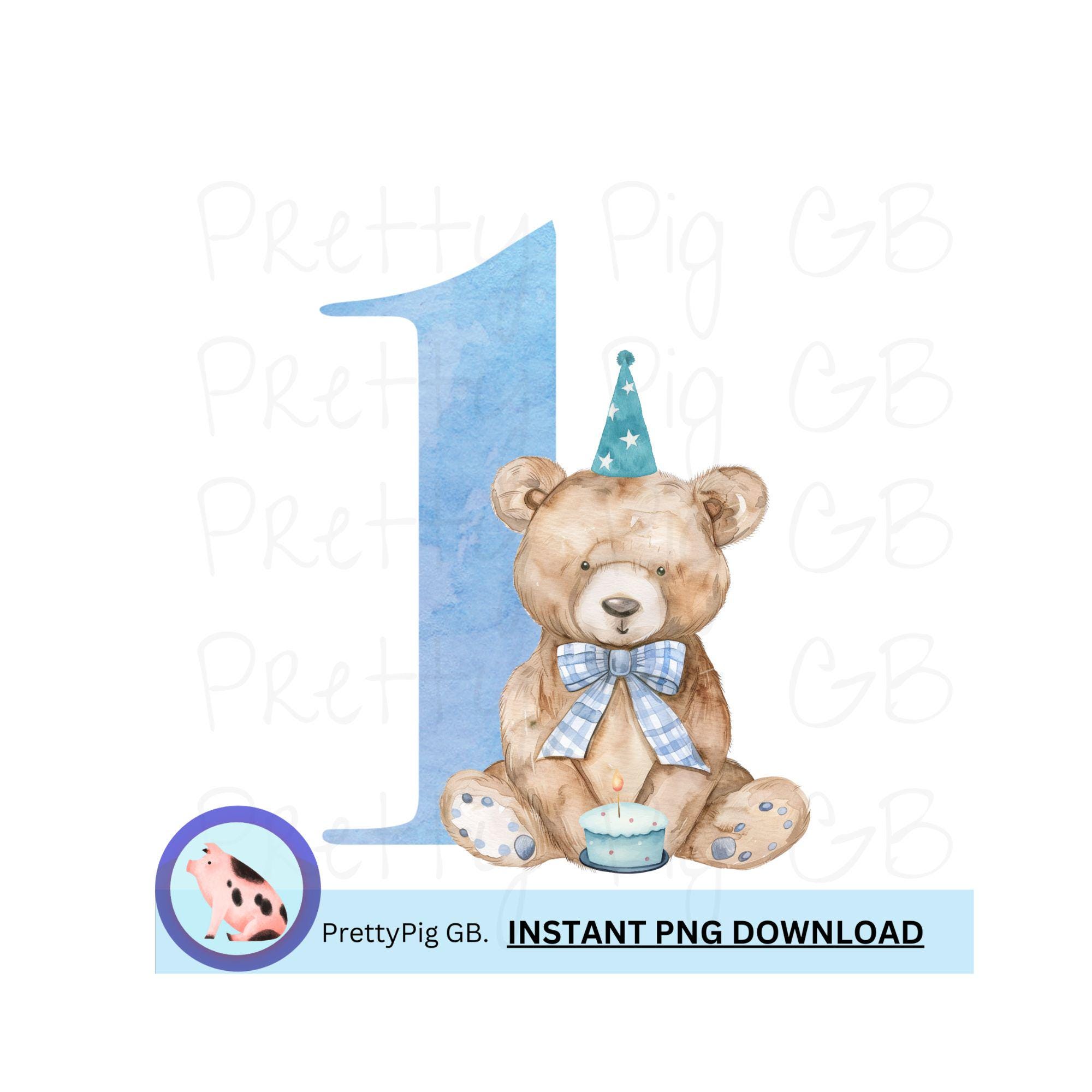 Little Boy Bear First Birthday, PNG, Clip Art, Digital Download, 300 ...