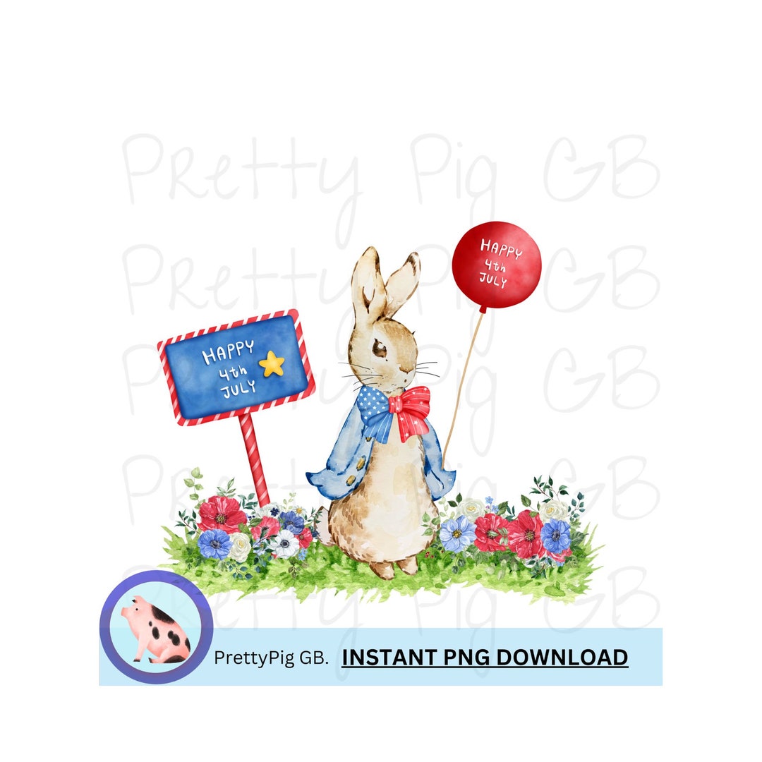 Peter Rabbit 4th July.png, Clip Art, Digital Down Load - Etsy