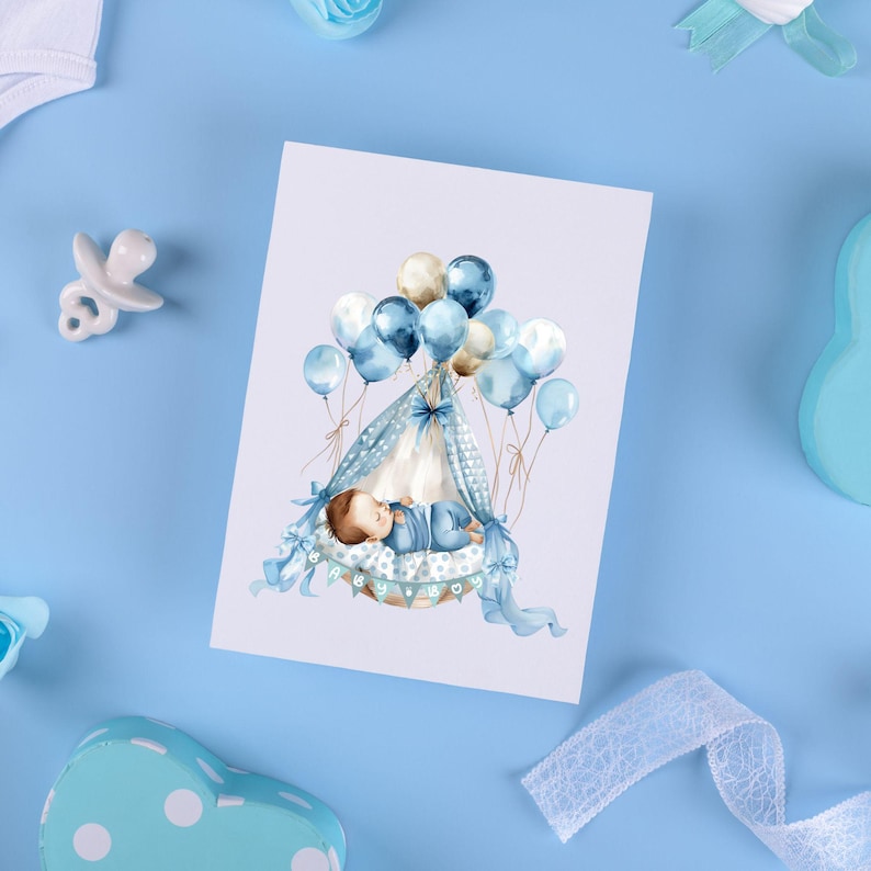 New Baby Boy Floating on Air, PNG, Clip Art, Digital Download, 300 Dpi ...