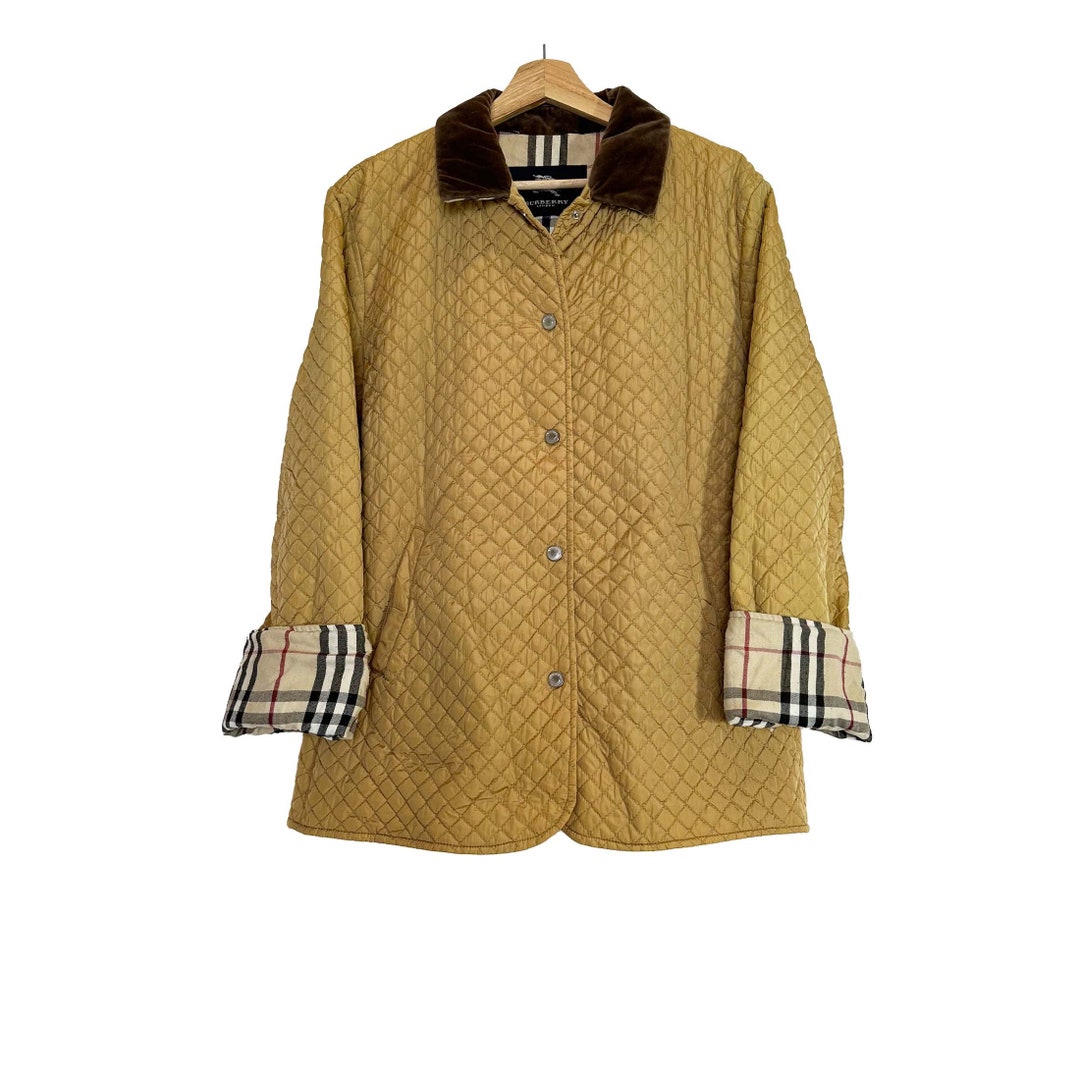 Vintage Burberry Yellow Quilted Jacket With Brown Collar, Size L. - Etsy