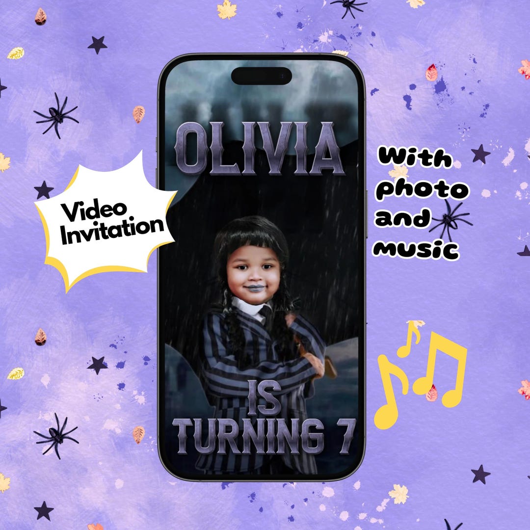 Wednesday Themed Birthday Video Invitation Animated Spooky Invite ...