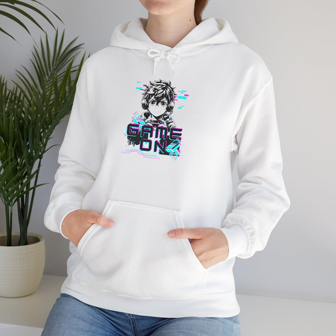 Anime Gamer Boy Glitch Cyber Punk Digital Hoodie, Unisex Sweatshirt for ...