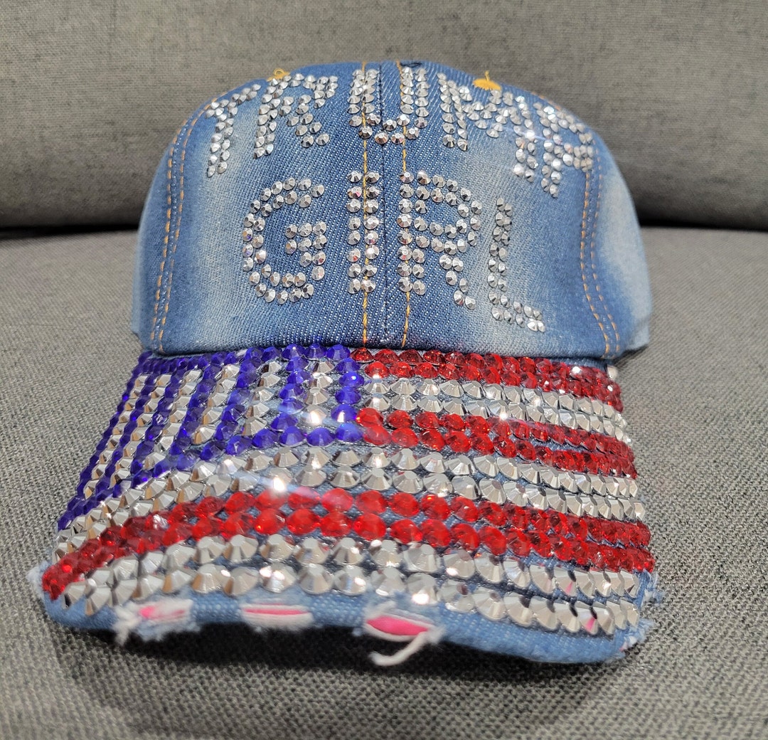 Trump Girl Hat MAGA President Donald Trump Hat Cap Bling Diamond USA ...