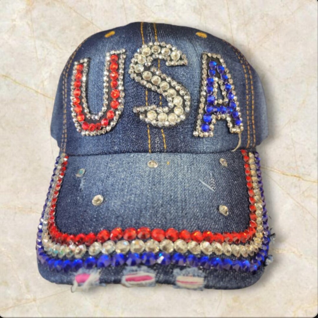Trump Hat MAGA President Donald Trump Hat Cap Bling Diamond USA - Etsy