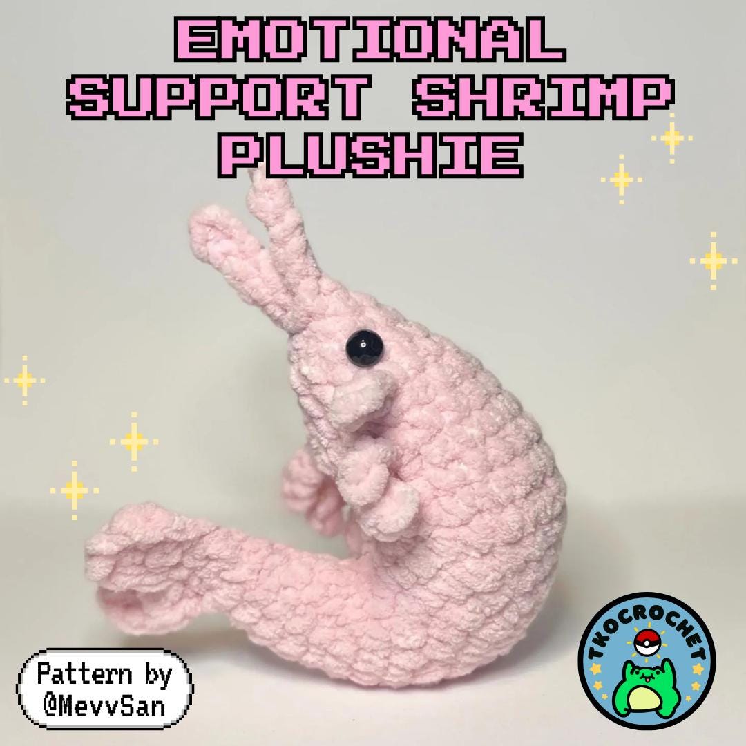 Emotional Support Shrimp Crochet Plushie: Amigurumi Cozy Nautical Gifts ...