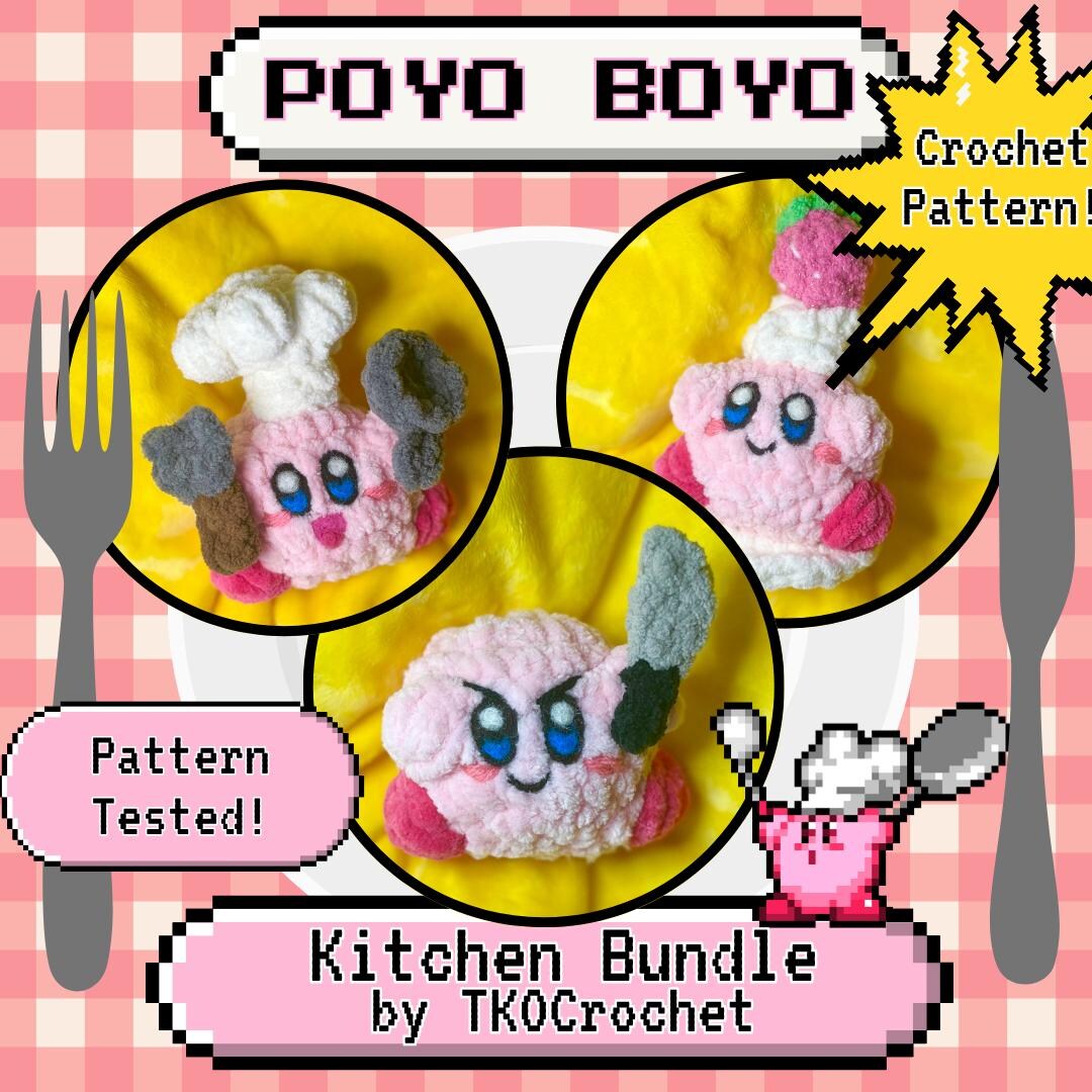 Poyo Boyo Kitchen Bundle Crochet Amigurumi Pattern | Kirby Crochet Amigurumi Pattern | Digital ...