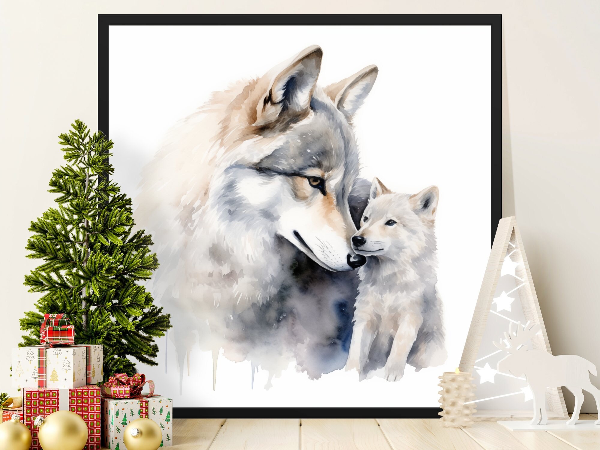 Watercolour Wall Decor of Wolves, Digital Print, Multiple Sizes, 300DPI ...
