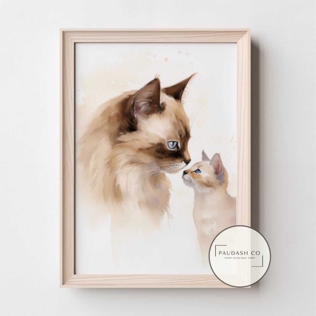 Watercolour Wall Decor of Cats, Digital Print, Multiple Sizes, 300DPI ...