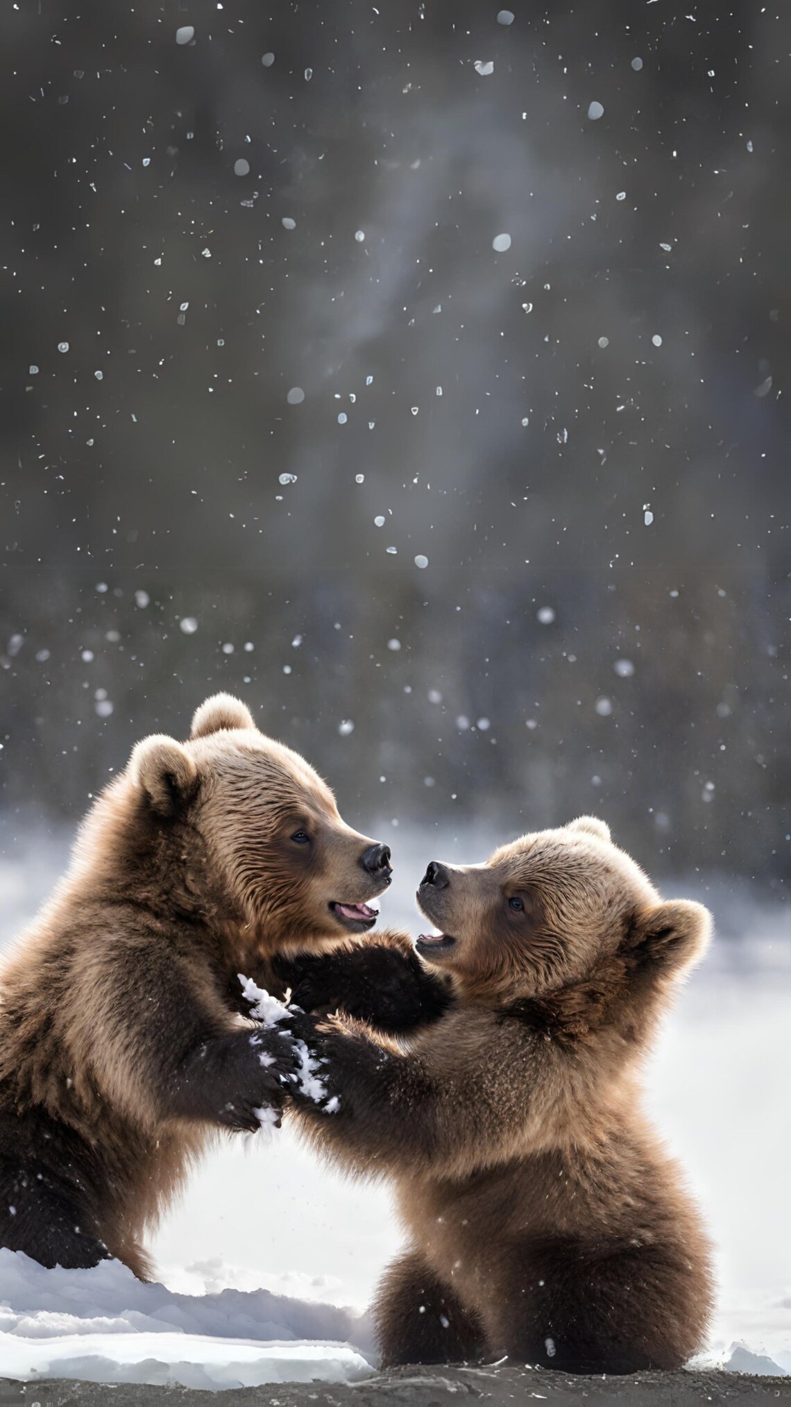 Bear Cub Digital Portrait Playful Bear Cubs Digital Print Home Decor ...