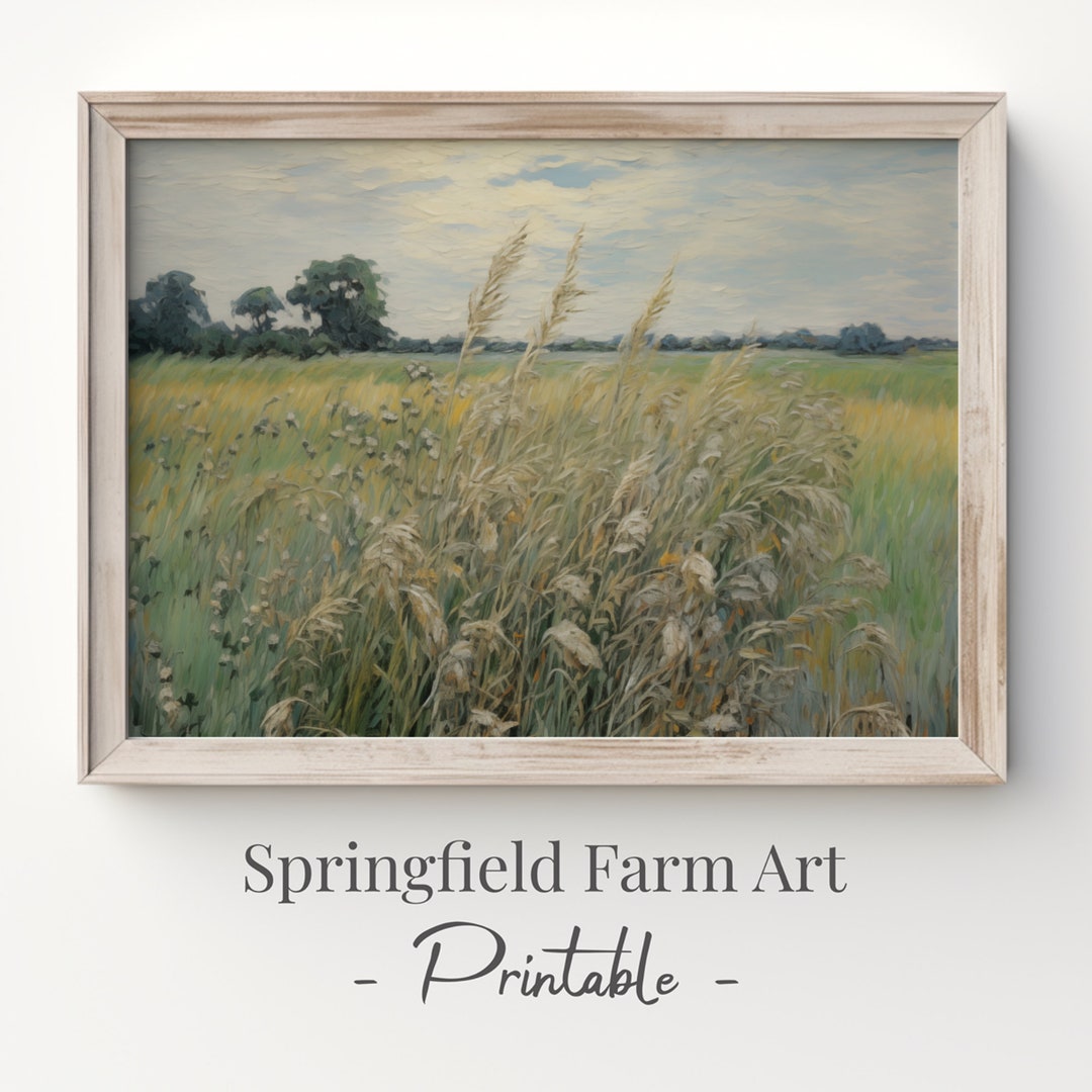 Printable Summer Grassland, Grasssland Field Landscape Print, Country ...
