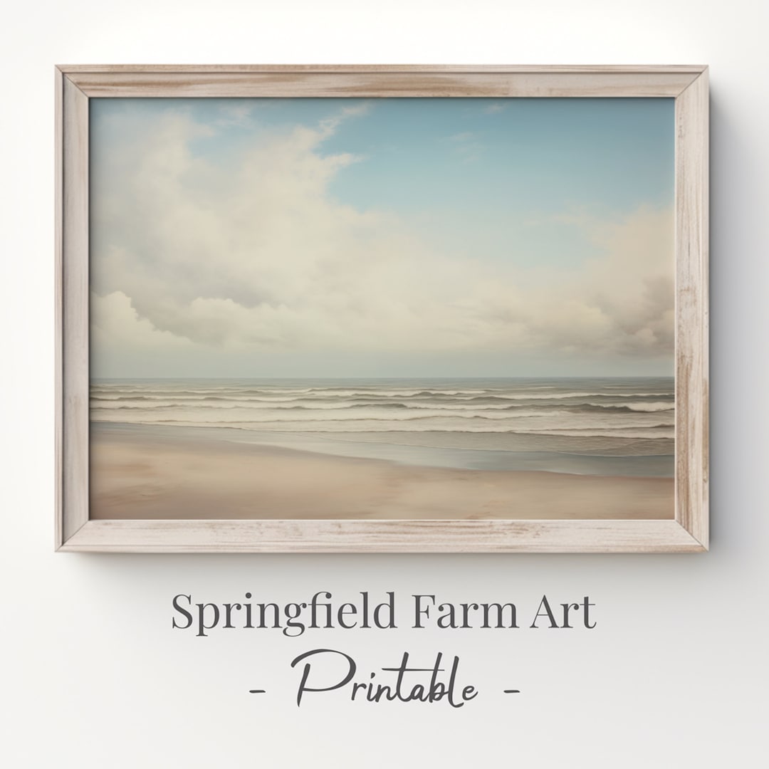 Printable Beach Shoreline Art, Landscape Print, Seascape Art, Country ...