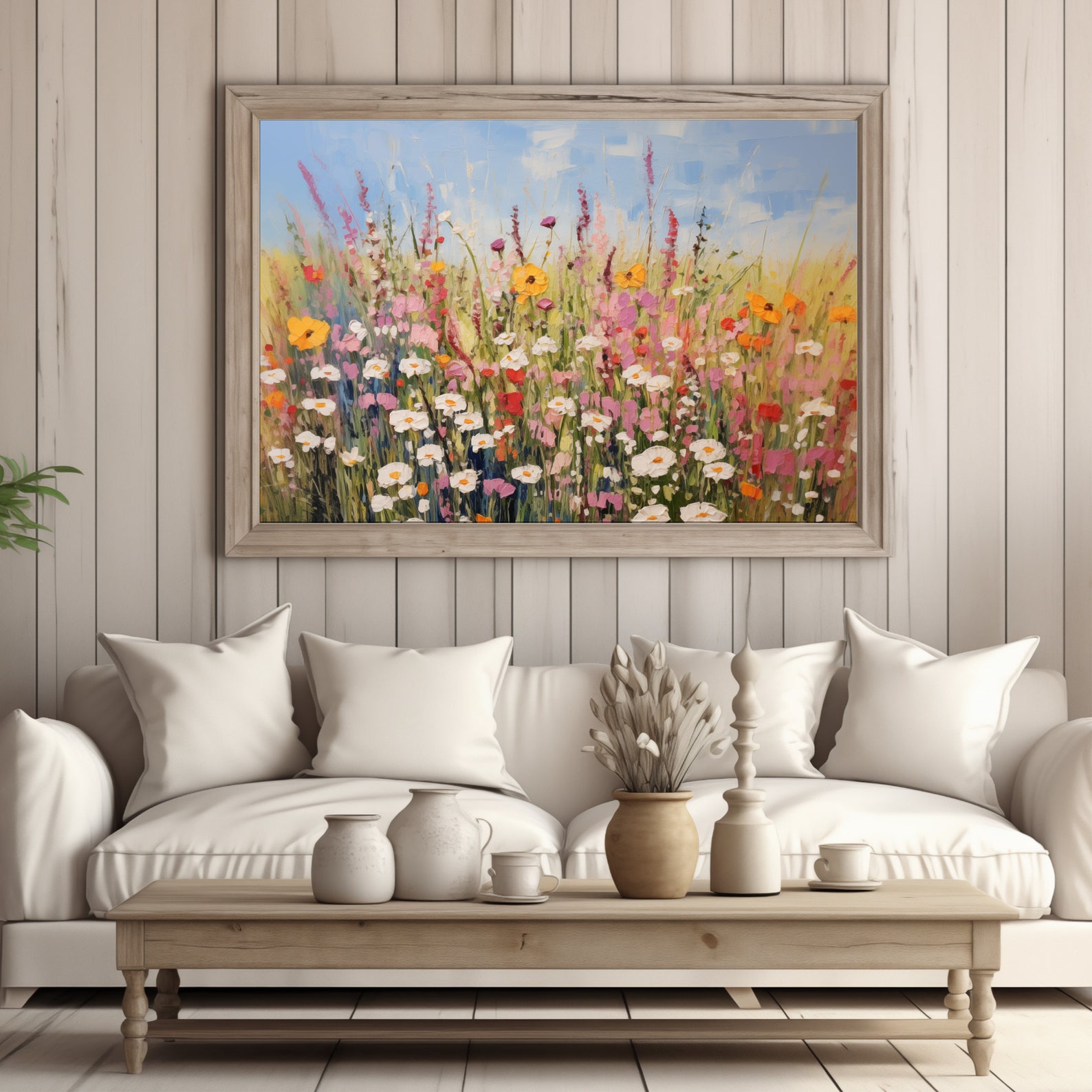Printable Wildflower Meadow, Wildflower Field Landscape Painting ...