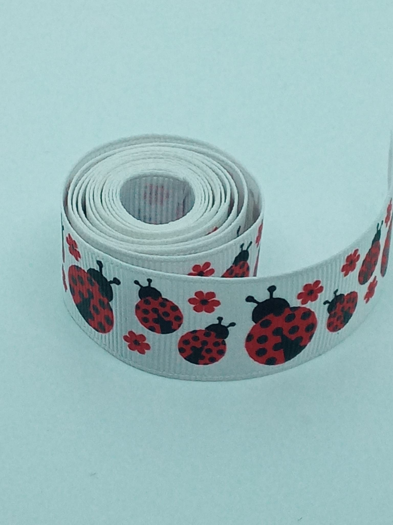 7/8 Red Ladybug With Black Dots on White Grosgrain Ribbon - Etsy